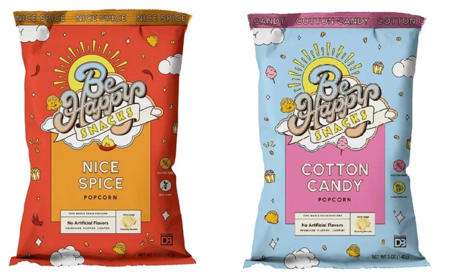 D’Amelio Foods launches Be Happy Snacks Popcorn products | Snack Food ...