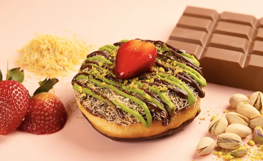 Pinkbox Doughnuts debuts LTO Dubai Chocolate variety | Snack Food ...