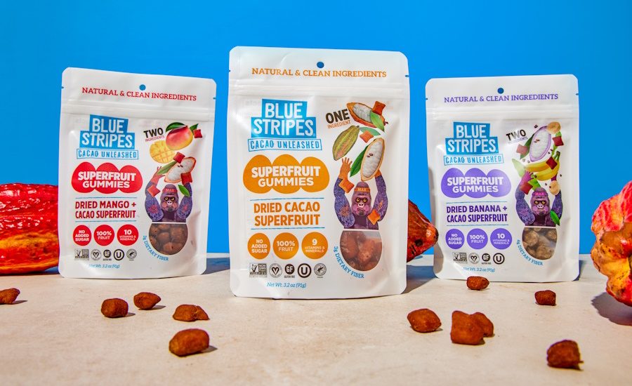 Blue Stripes launches upcycled cacao superfruit snack | Snack Food ...